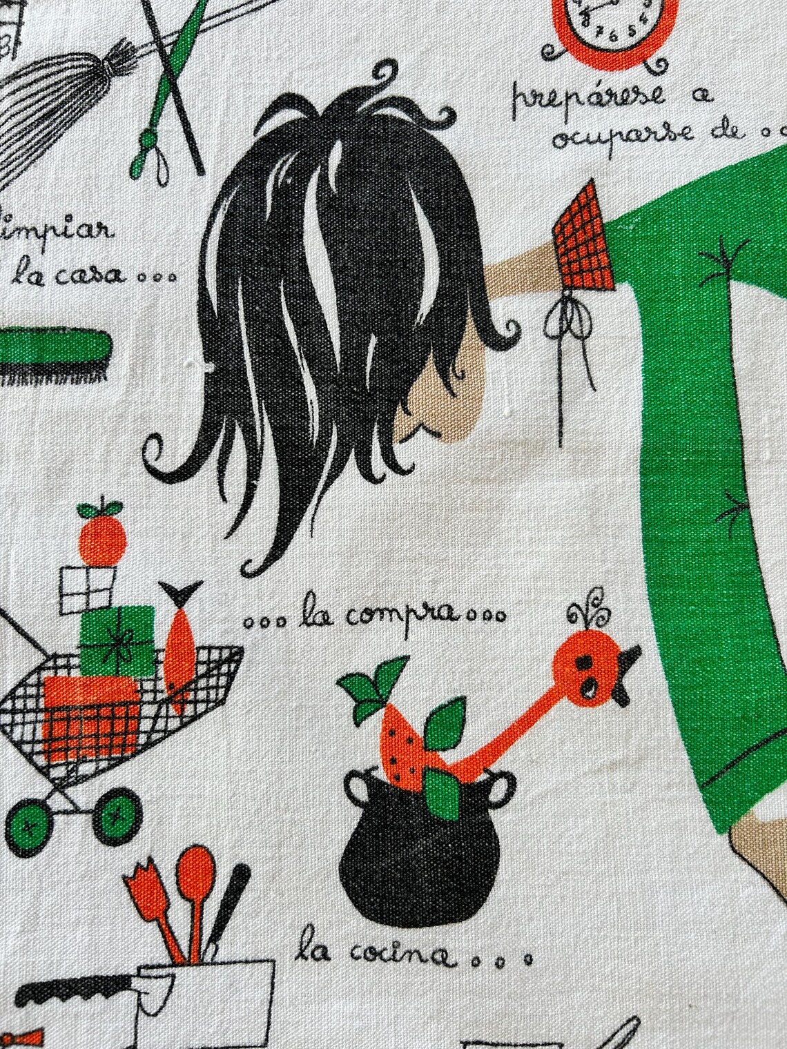 60s Vintage Tea Towel, Rare Linen Spanish 1960s Cloth, Funny Wall ...