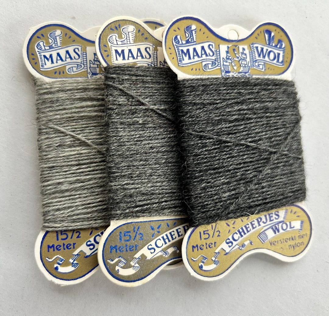 3 Gray Colored Wool Cards for Visible Melding and Other Projects, 1970s ...