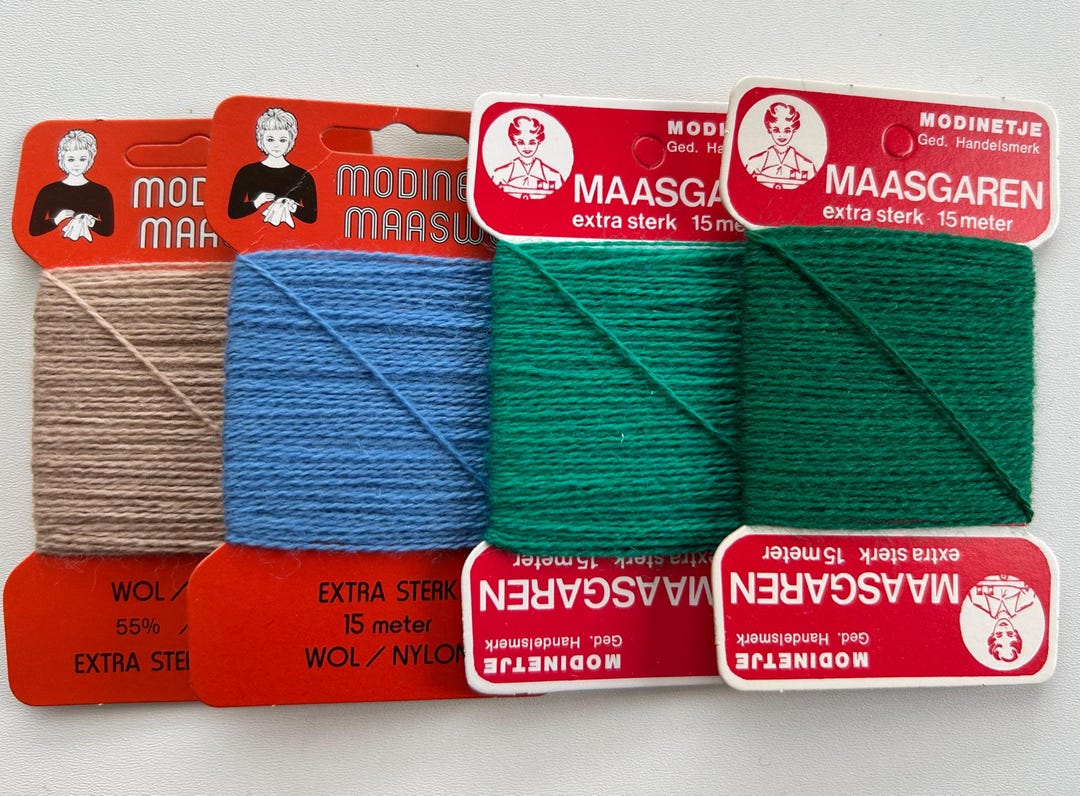 4 Colors New Old Stock Wool Cards, MODINETJE Maaswol Vintage Mending ...