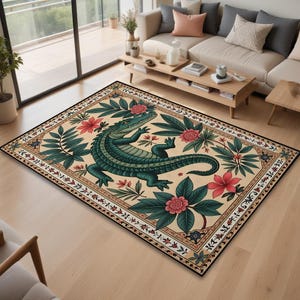 Crocodile Rug, Animal Pattern Rugs, Alligator Decor Rug, Housewarming ...