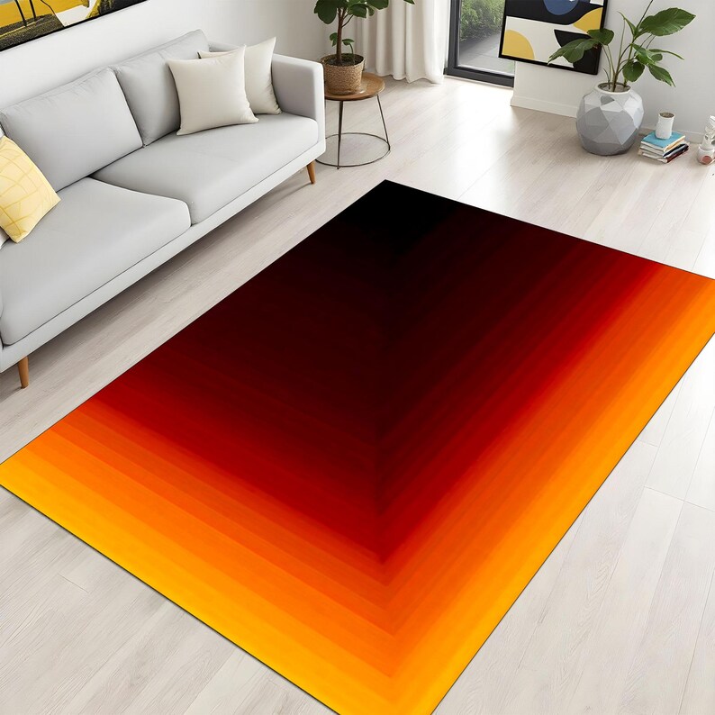 Retro Gradient Rug, Ombre Fade Rug, Warm Sunset Rug, Vintage Color ...
