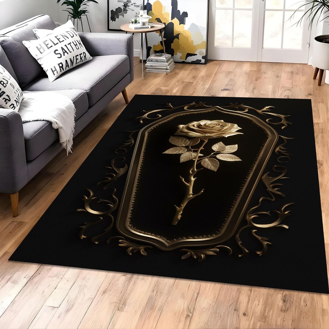 Coffin Rug, Gothic Gold Rug, Occult Floor Mat, Altar Rug, Dark Romantic ...