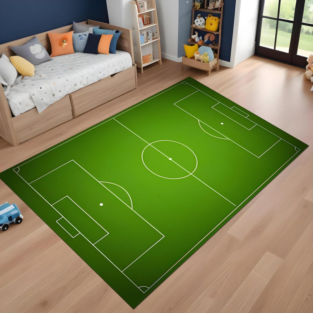 Football Rug, Soccer Field Carpet, Kids Room Mat, Boys Sports Decor ...