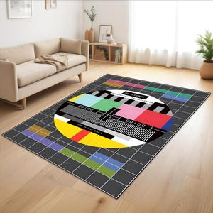 Retro TV Test Pattern Rug, No Signal Rug, Eye-catching Retro Style, TV ...