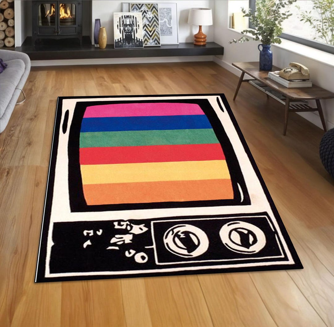 Retro TV Screen Rug, Nostalgia Television Rug, Retro Vibes, Funky Retro ...