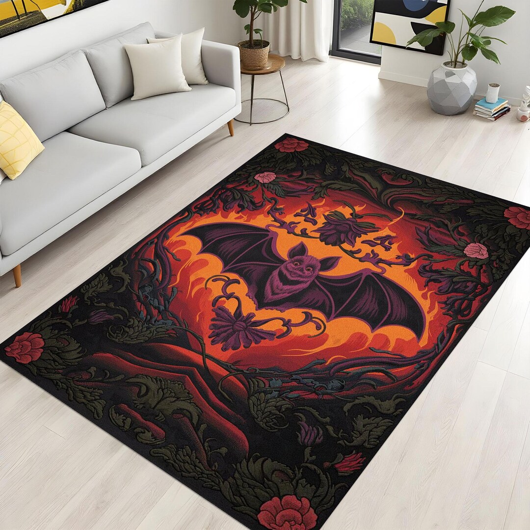 Gothic Bat Rug, Dark Forest Vampire Style Rug, Halloween Decor Rug ...