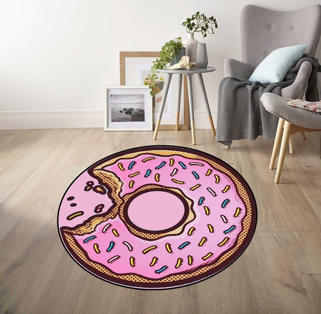 Pink Rug, Donut Pink Rug, Donut Design Rug,donut Round Rug, Donut ...
