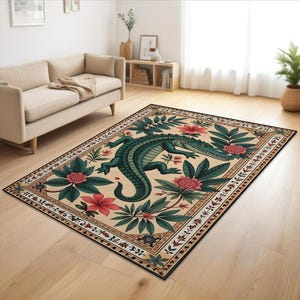 Crocodile Rug, Animal Pattern Rugs, Alligator Decor Rug, Housewarming ...