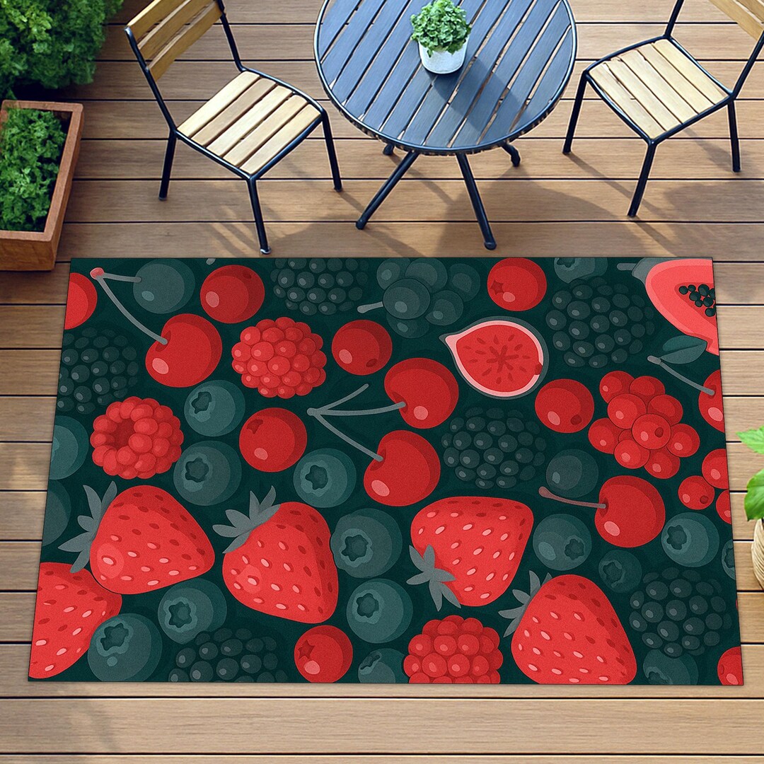 Berry Rug, Strawberry Carpet, Cherry Floor Mat, Forest Fruit Rug ...