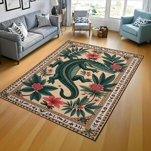 Crocodile Rug, Animal Pattern Rugs, Alligator Decor Rug, Housewarming ...