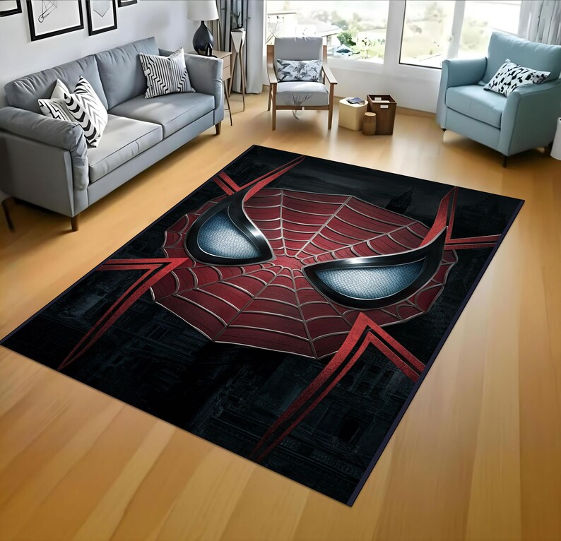 Spiderman Face Rug,spiderman Mask Shaped Rug,movie Rug, Spiderman ...