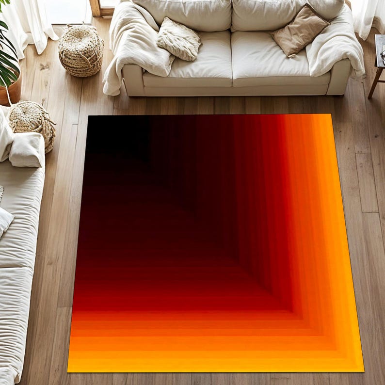 Retro Gradient Rug, Ombre Fade Rug, Warm Sunset Rug, Vintage Color ...
