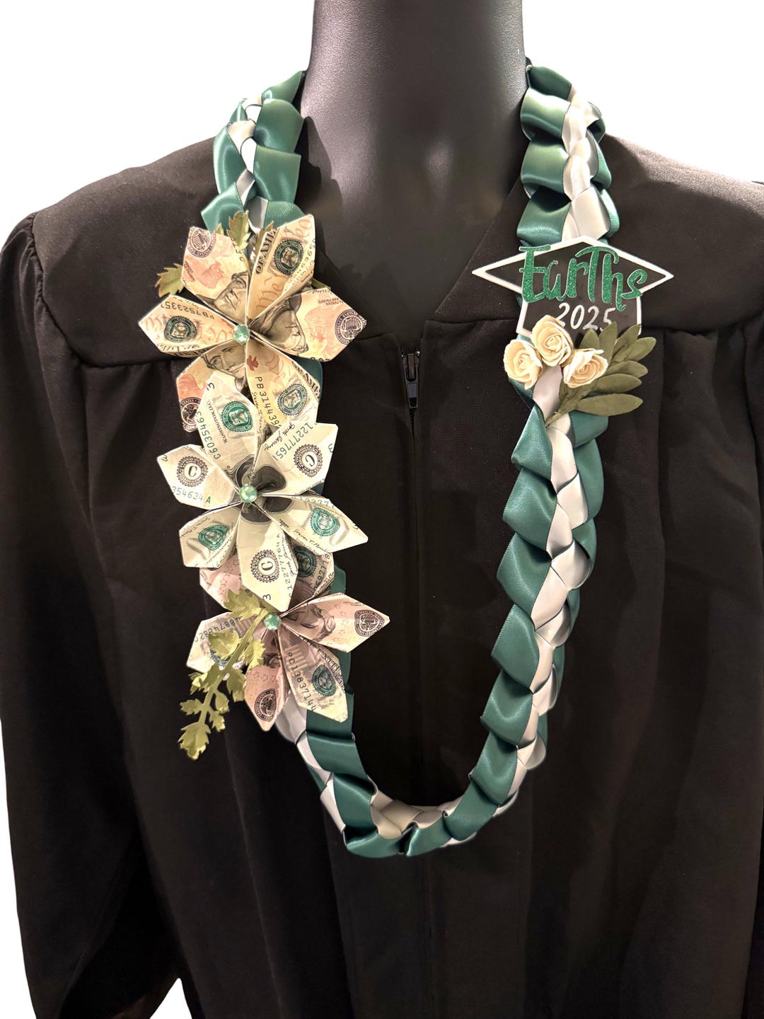 Graduation Ribbon Lei With 3 Flowers, 2025 Ribbon Lei, Customizable ...