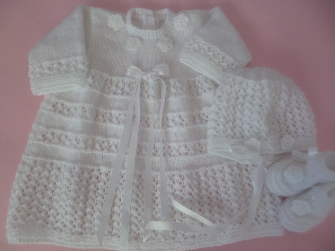 Newborn Dress Set. Baby Dress With Beanie and Booties. Party Newborn ...