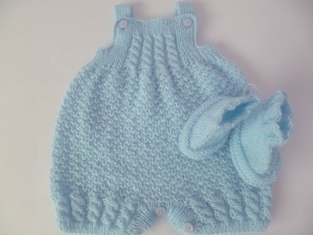 Baby Romper and Booties Set Newborn Boy Outfit Hand Knitted - Etsy.de