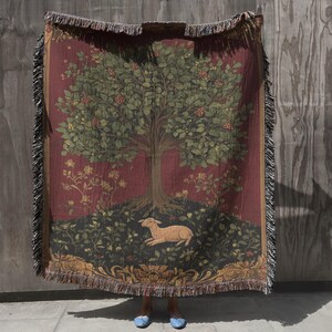 Medieval Tapestry Tree of Life, Medieval Oak Tree Decorative Throw ...