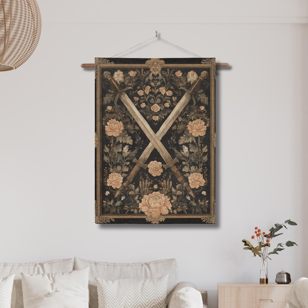 Medieval Sword Woven Wall Tapestry With Rod Pocket; Middle Earth ...