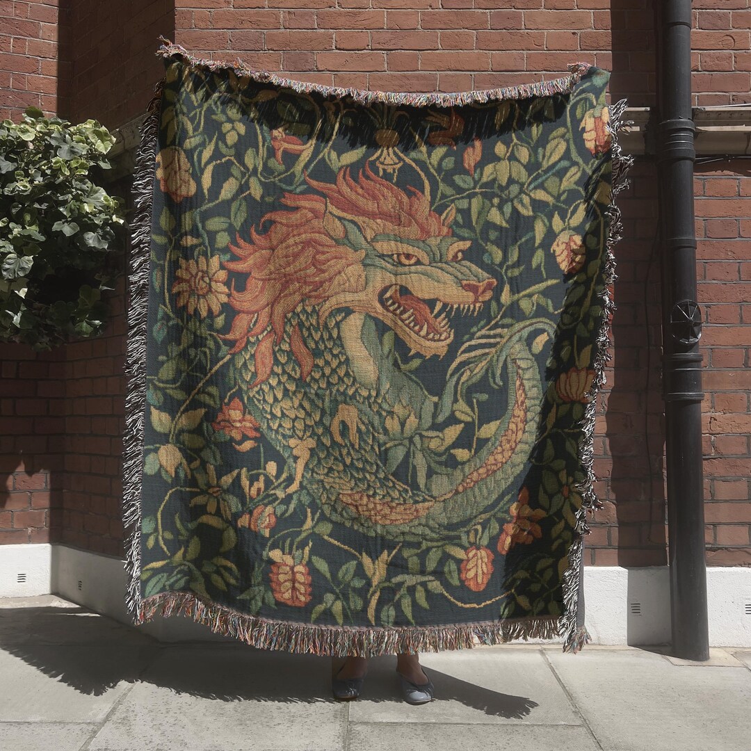 Medieval Fantastical Beast Woven Tapestry, Vintage Renaissance Wall ...