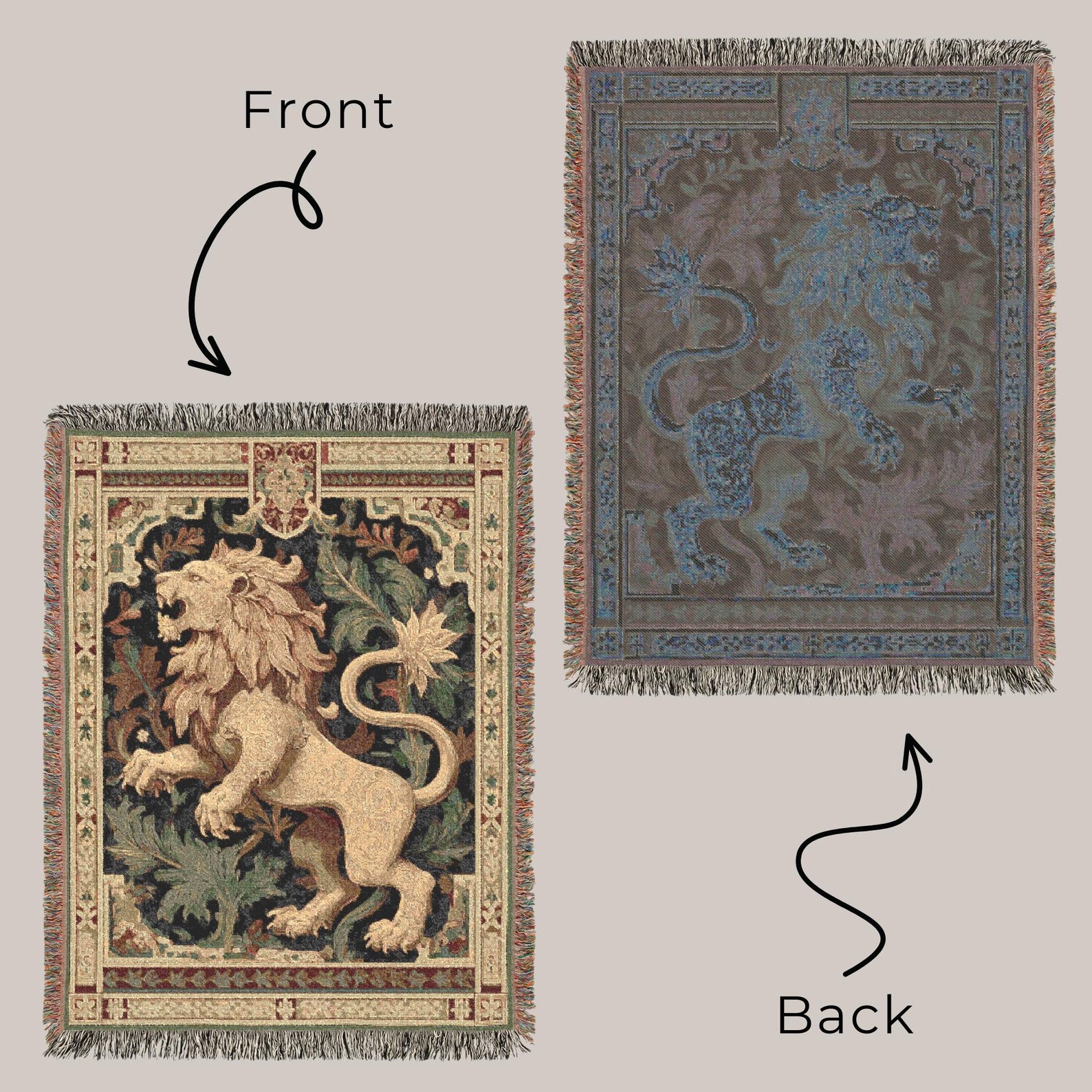 Medieval Lion Woven Blanket, Heraldric Tapestry, Gothic Renaissance ...