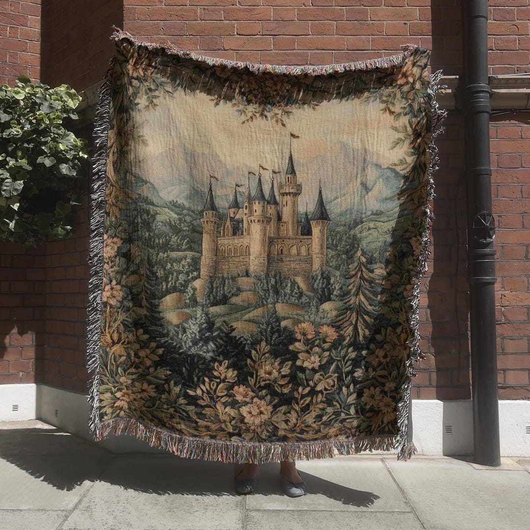 Medieval Fairytale Castle Woven Throw Blanket, Gothic Towers ...