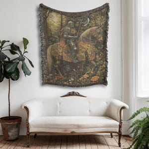 Knight Medieval Tapestry, Historical Vintage Tapestries, Knight Horse ...