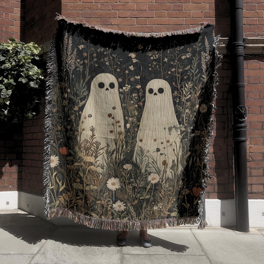 Vintage Gothic Ghost Tapestry With Floral Embroidery, Whimsical ...