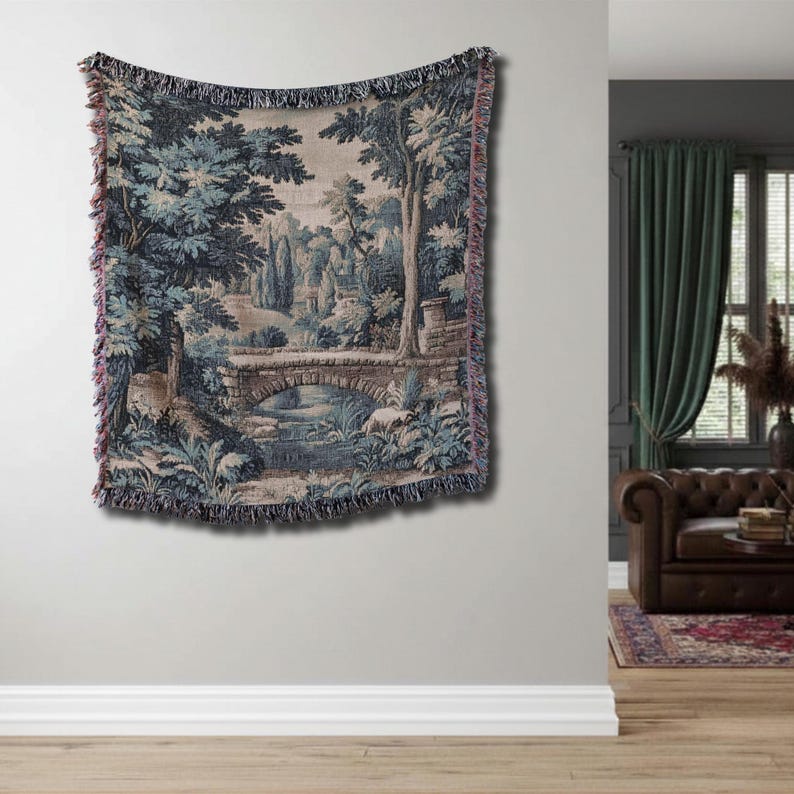 French Verdure Aubusson Tapestry, Antique Medieval Woven Throw Blanket ...