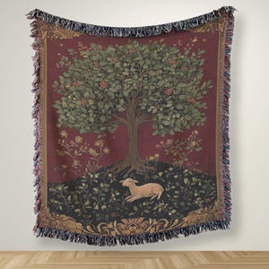 Medieval Tapestry Tree of Life, Medieval Oak Tree Decorative Throw ...