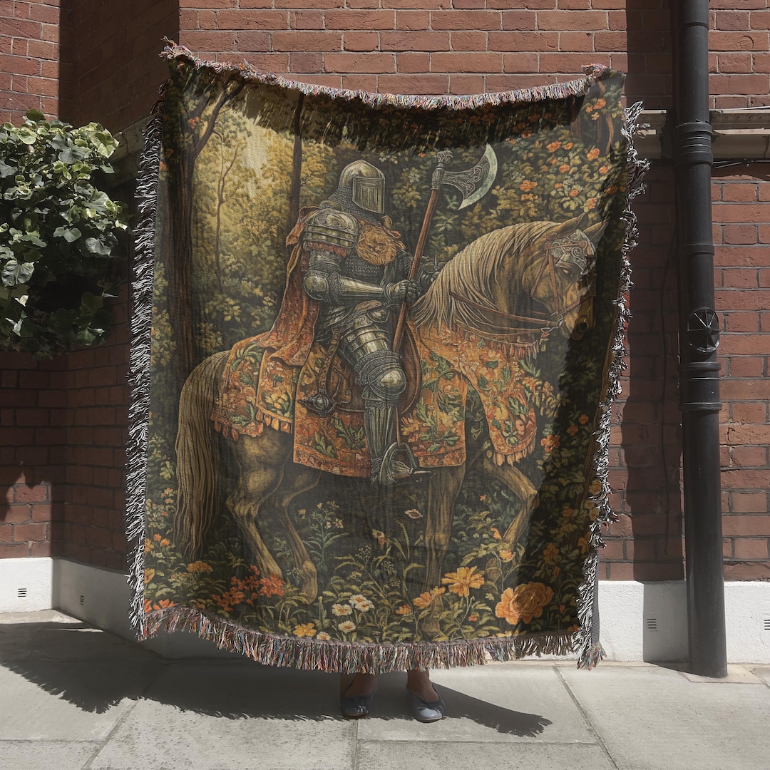 Knight Medieval Tapestry, Historical Vintage Tapestries, Knight Horse ...