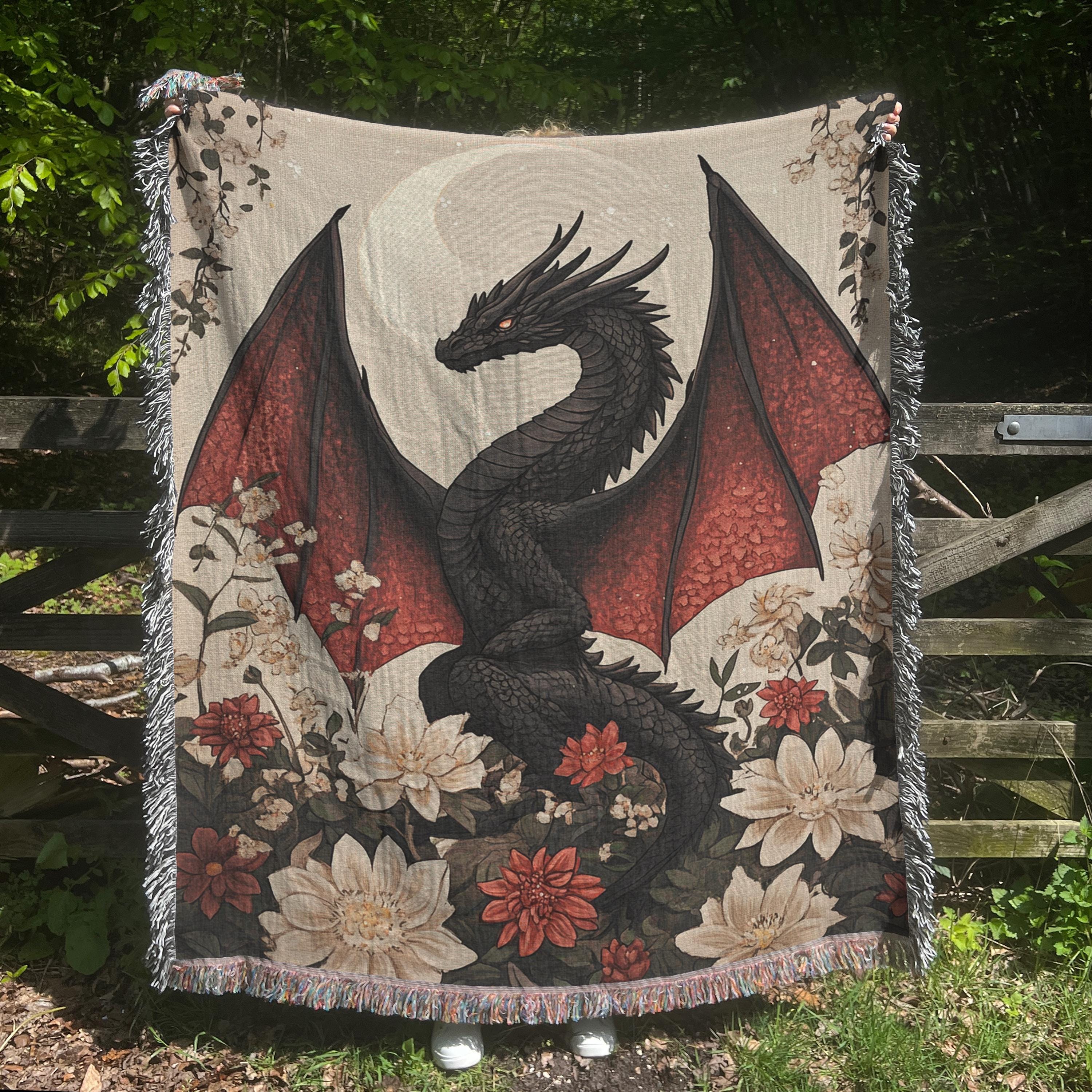 Medieval Dragon Blanket, Dnd Inspired Woven Throw, Folklore Wall ...