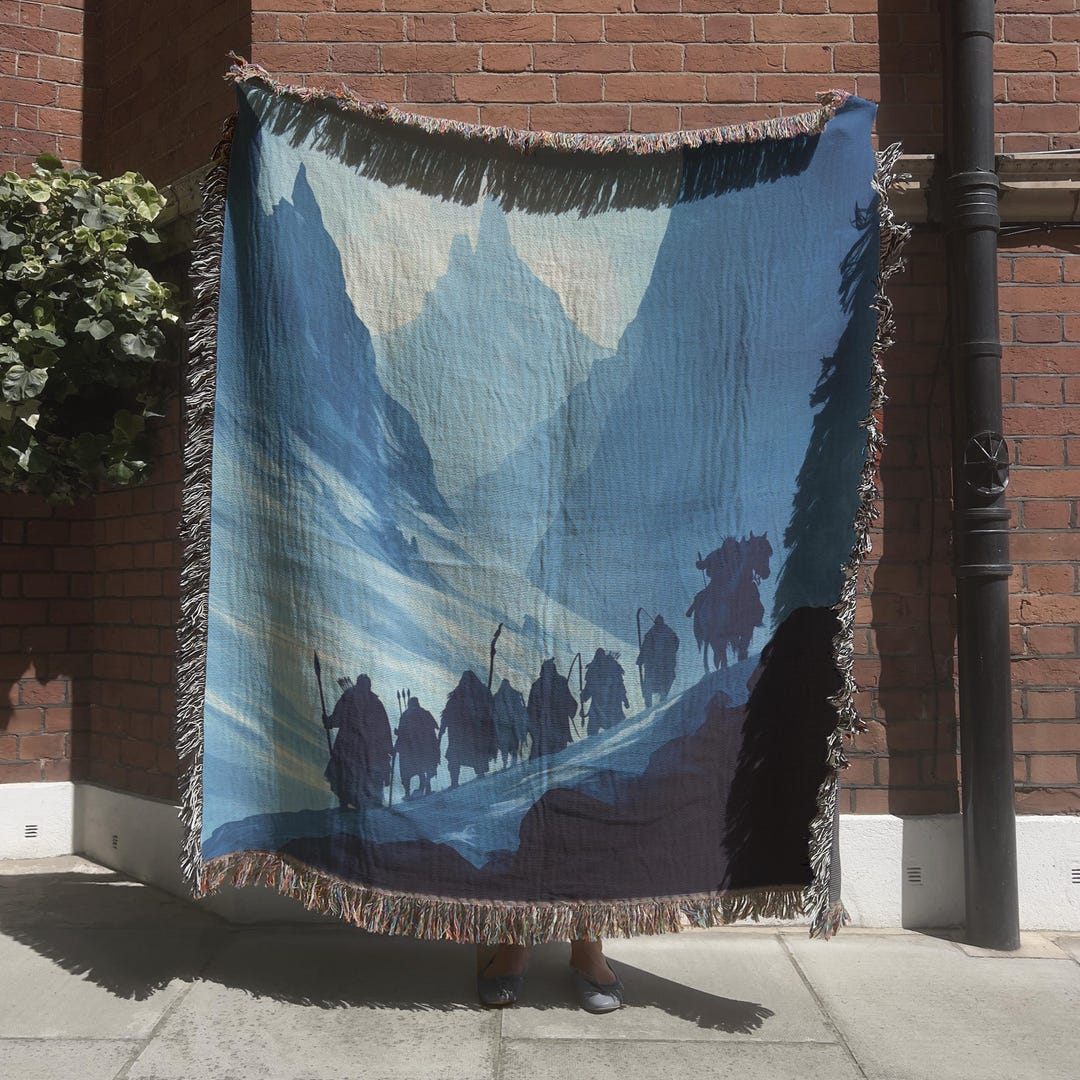 Lord of the Rings Inspired Woven Throw Blanket, Fantasy Movie Tapestry ...