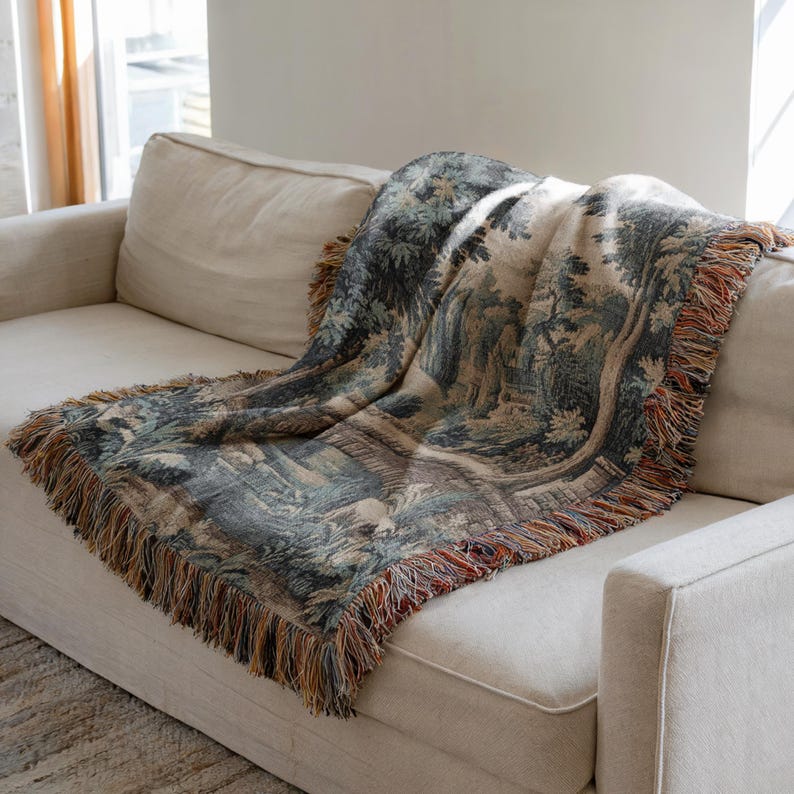 French Verdure Aubusson Tapestry, Antique Medieval Woven Throw Blanket ...