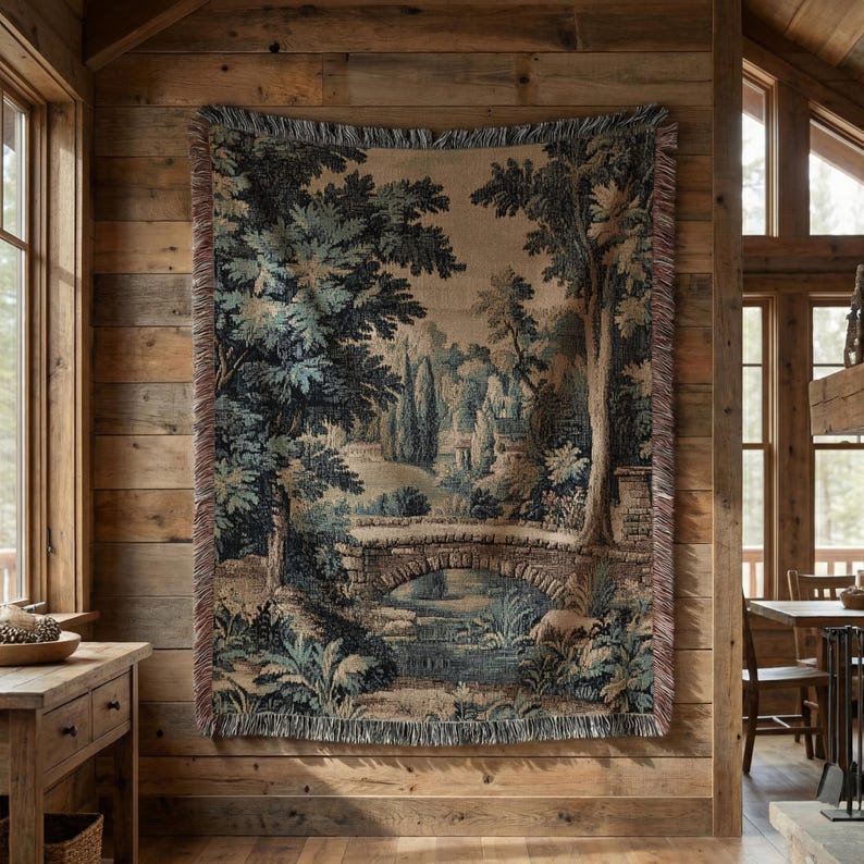 French Verdure Aubusson Tapestry, Antique Medieval Woven Throw Blanket ...