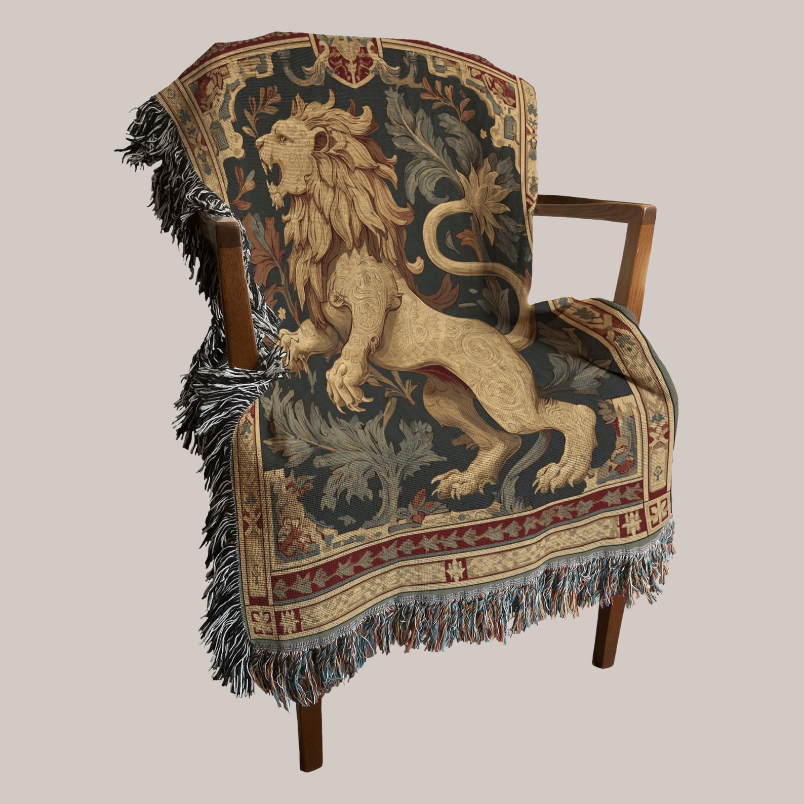 Medieval Lion Woven Blanket, Heraldric Tapestry, Gothic Renaissance ...