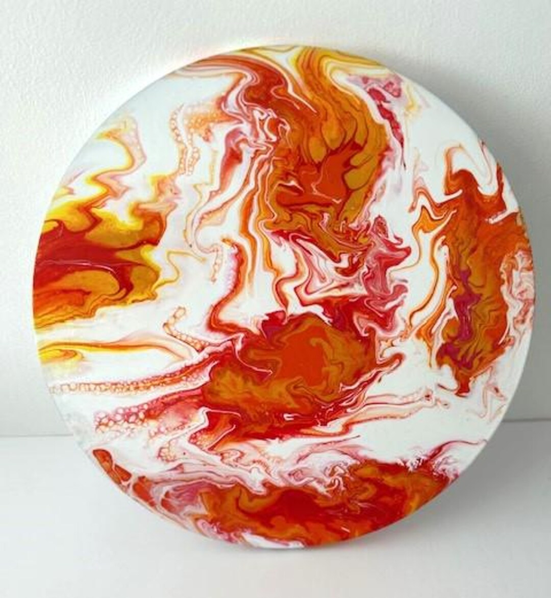 30 Cm Circular Hand Painted Original Acrylic Fluid Artwork Painted on ...