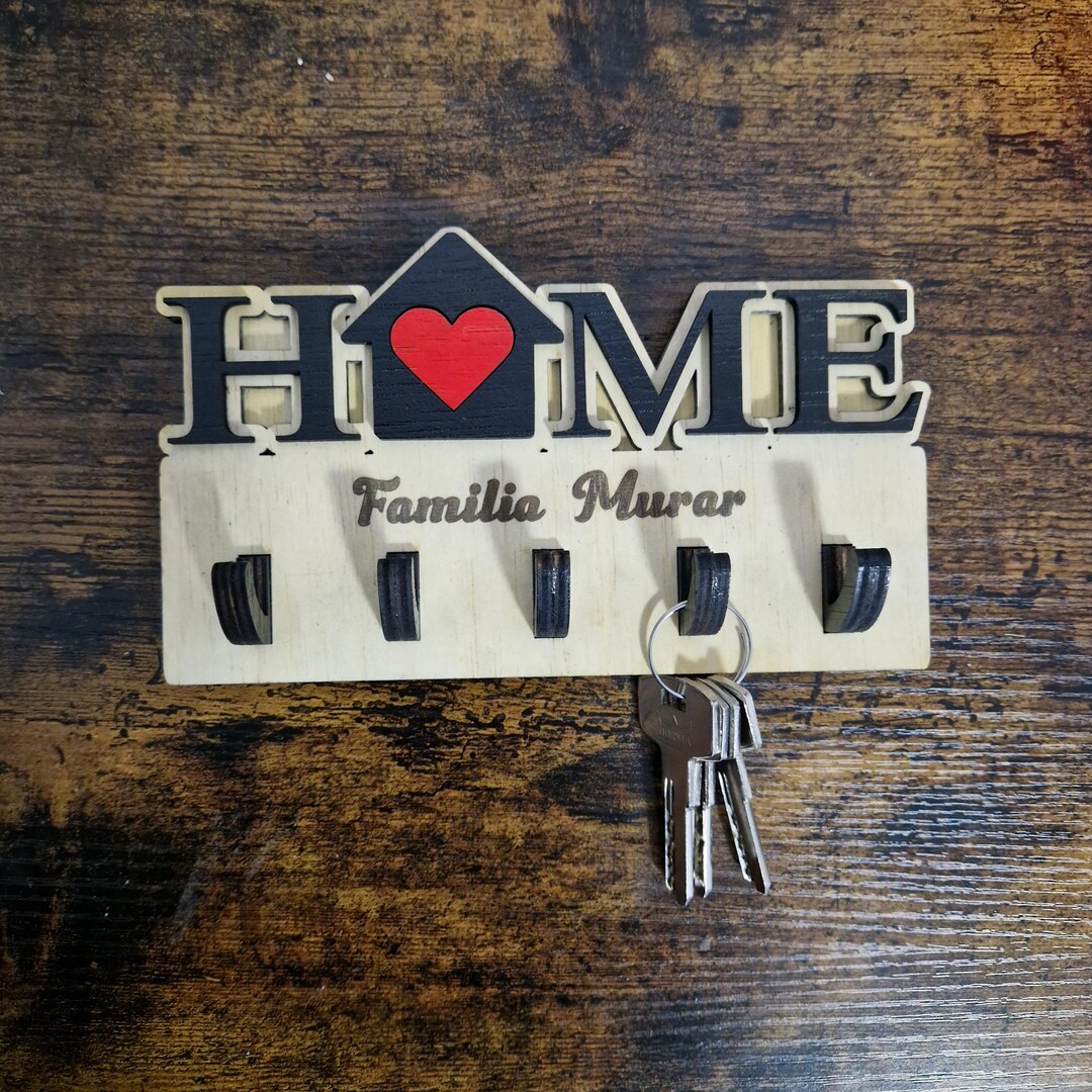 Home Key Holder, Files for Engraving, Laser Cut, CNC, Wall Hanger for ...