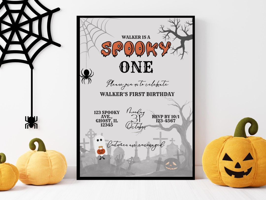 Spooky One Birthday Invitation, Halloween First Birthday, Halloween ...