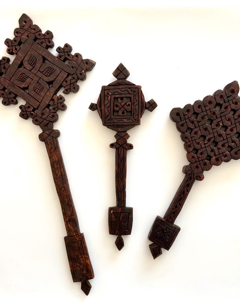 Medium Ethiopian Wooden Cross – Hand-carved Orthodox Christian Cross ...