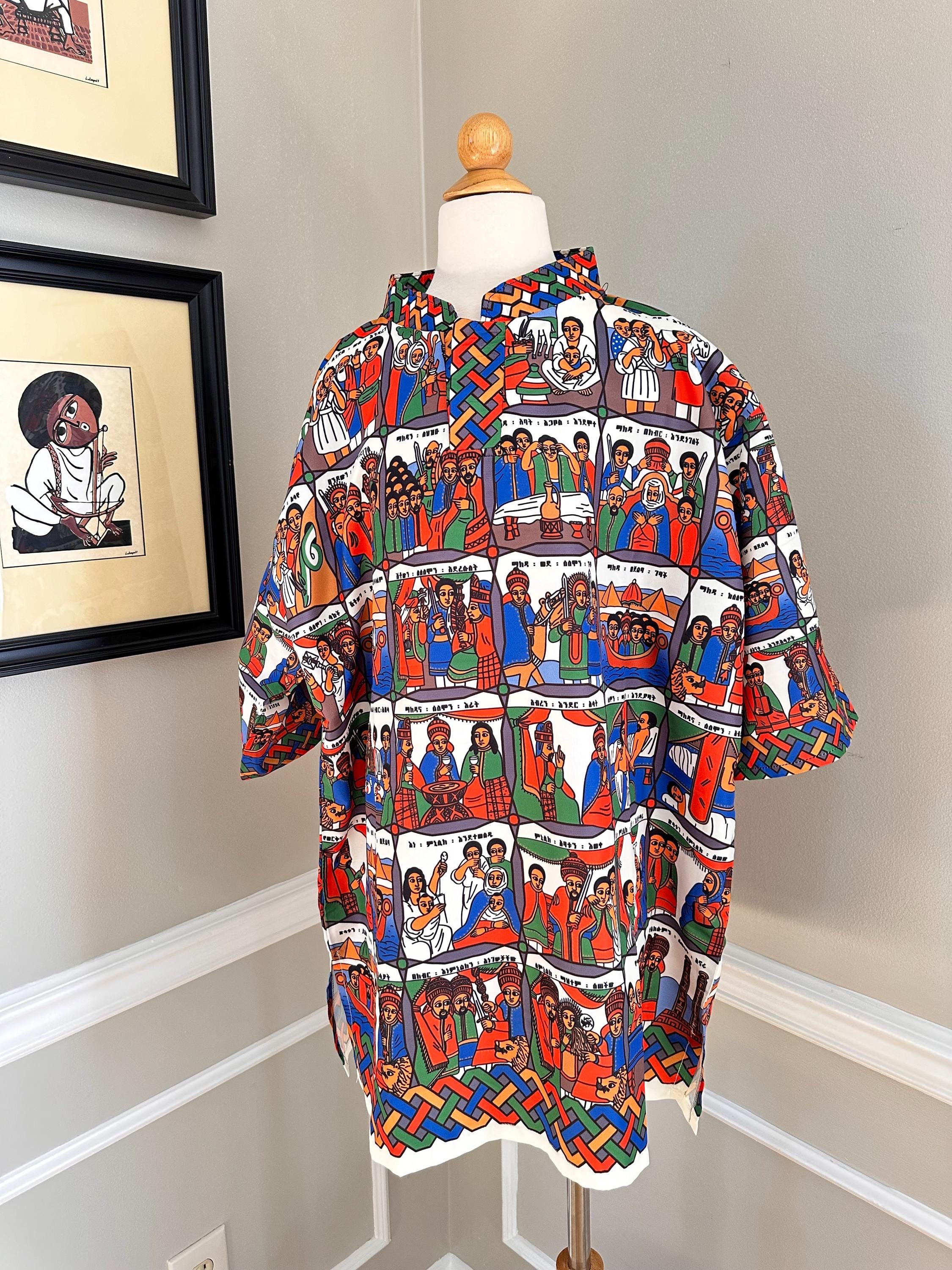 Makeda Men’s Shirt – Ethiopian Art-inspired Clothing, Afewerk Tekle ...