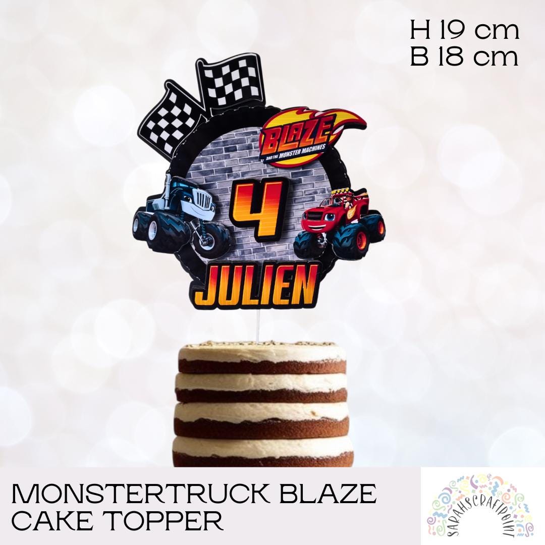 MONSTER TRUCK BLAZE, Cake Topper, Banner, Cake Pick, Personalized, 3D ...