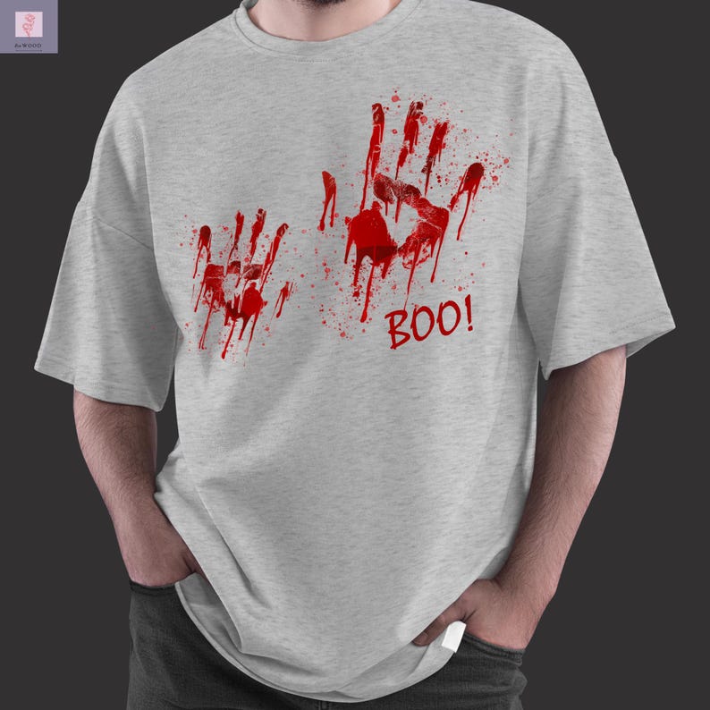 Boo Bloody Handprints Halloween T-shirt - Spooky and Scary Horror ...