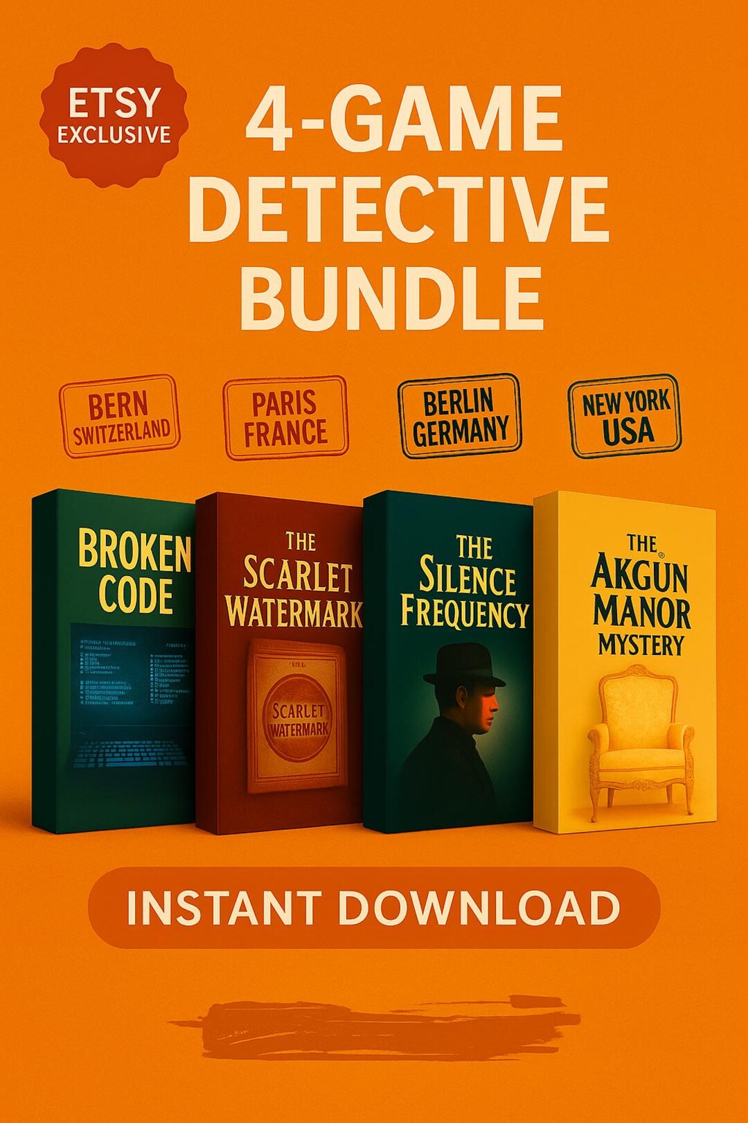 4 Unsolved Murder Mystery Game Bundle, Printable Detective Party Games ...
