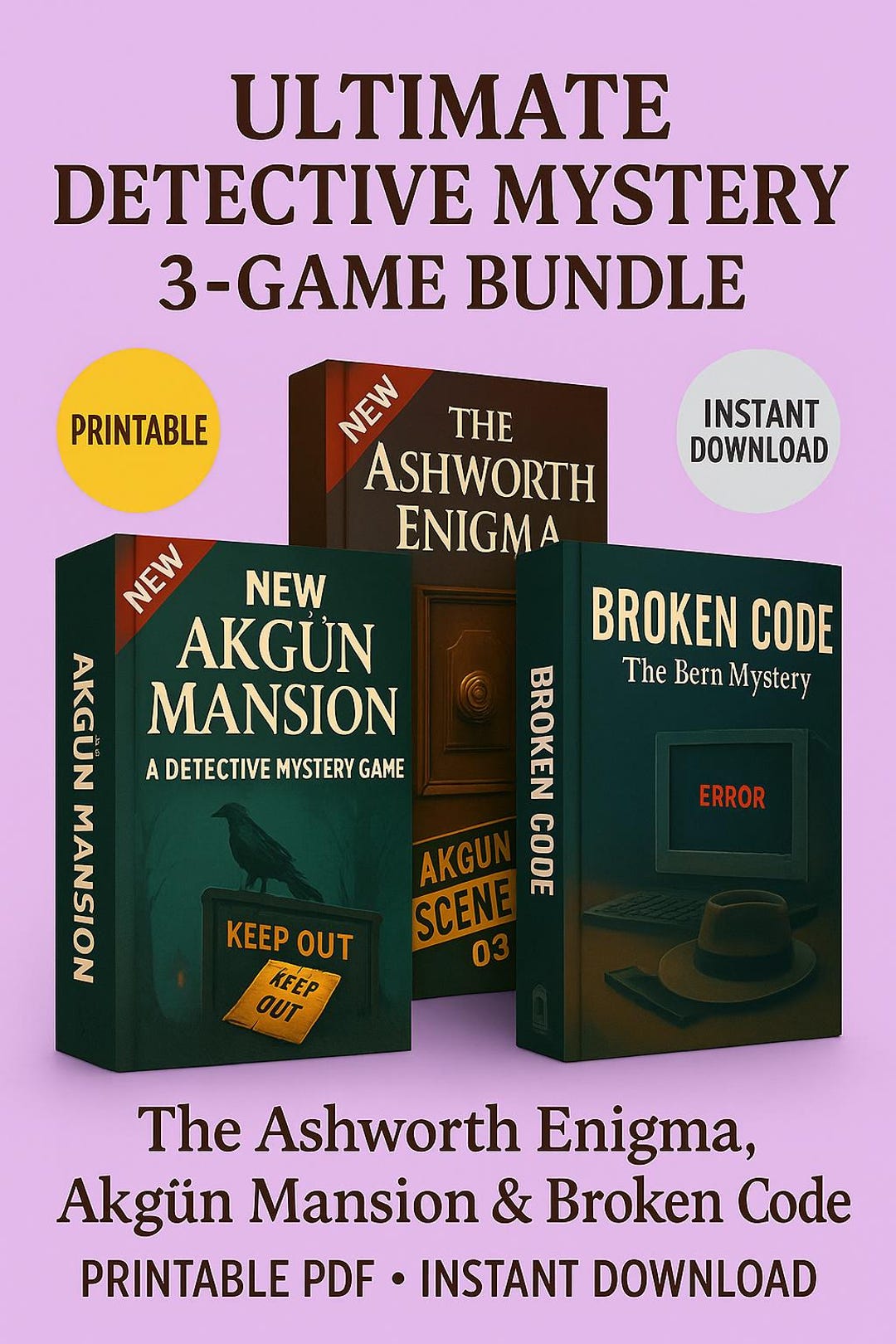 3 Detective Mystery Game Bundle, Printable Unsolved Case Files, Crime ...