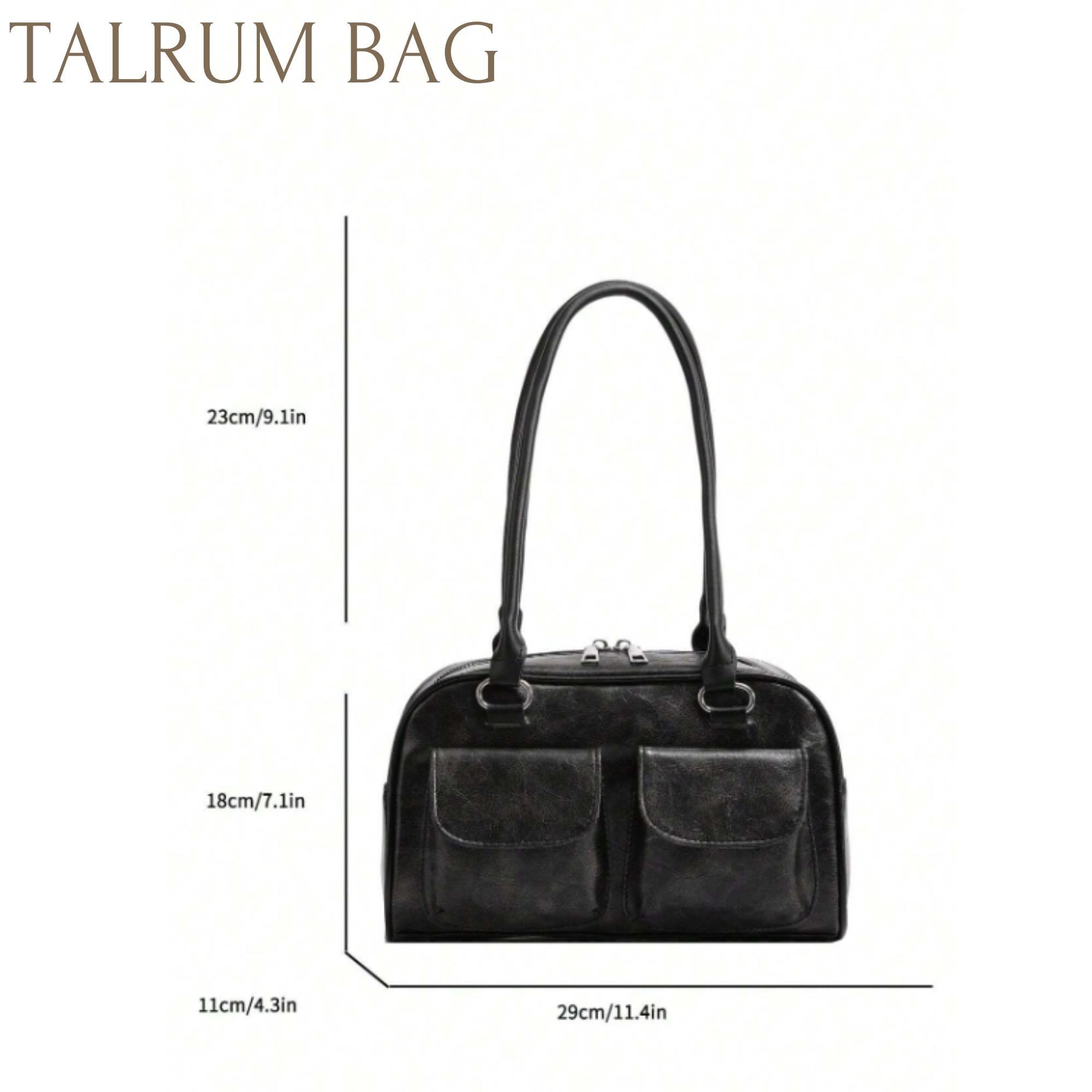 7 Color Options Minimalist Retro Zippered Shoulder Bag Double Handle ...