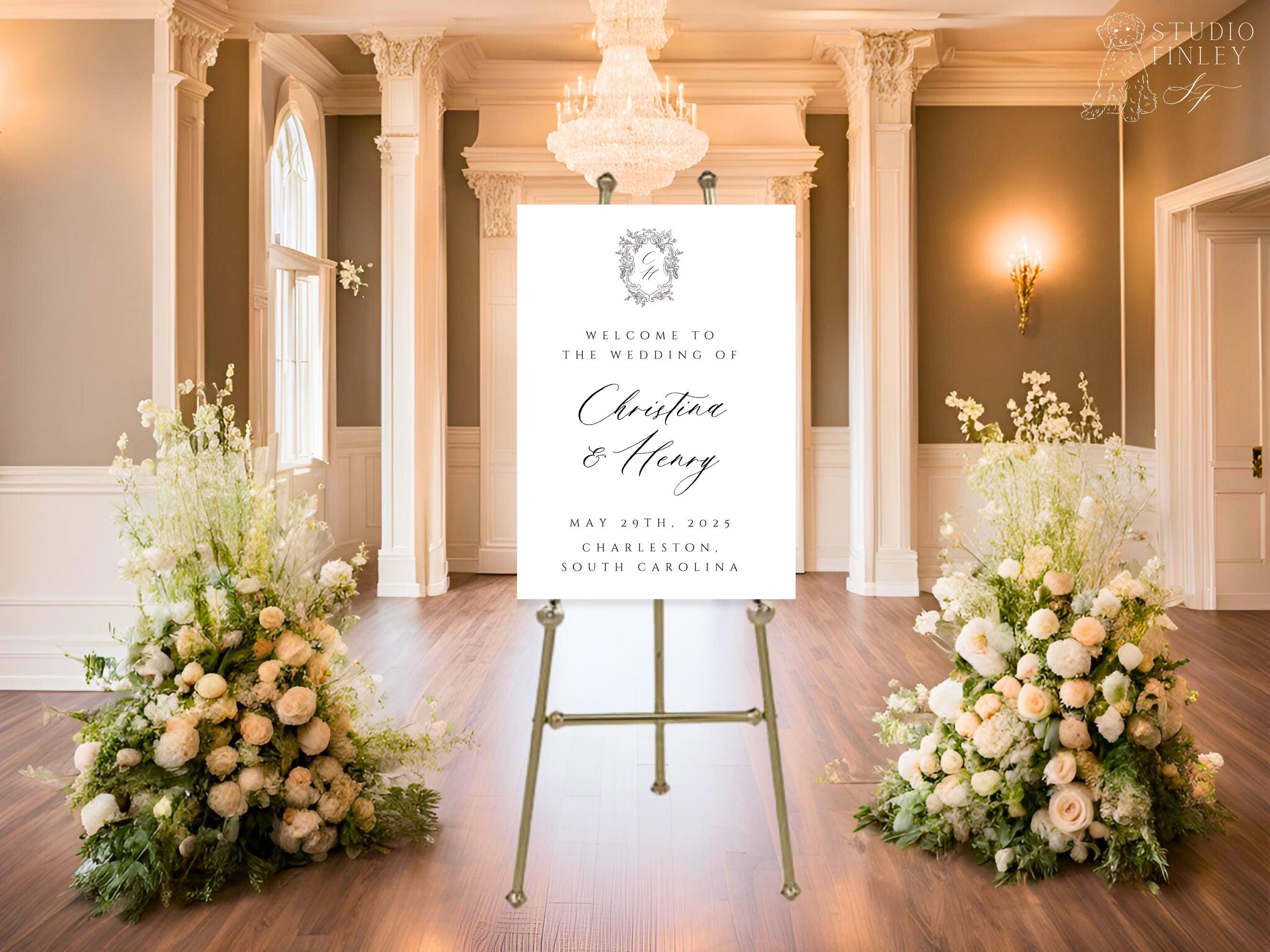 Wedding Welcome Sign Template, Classic, Elegant Crest & Monogram ...