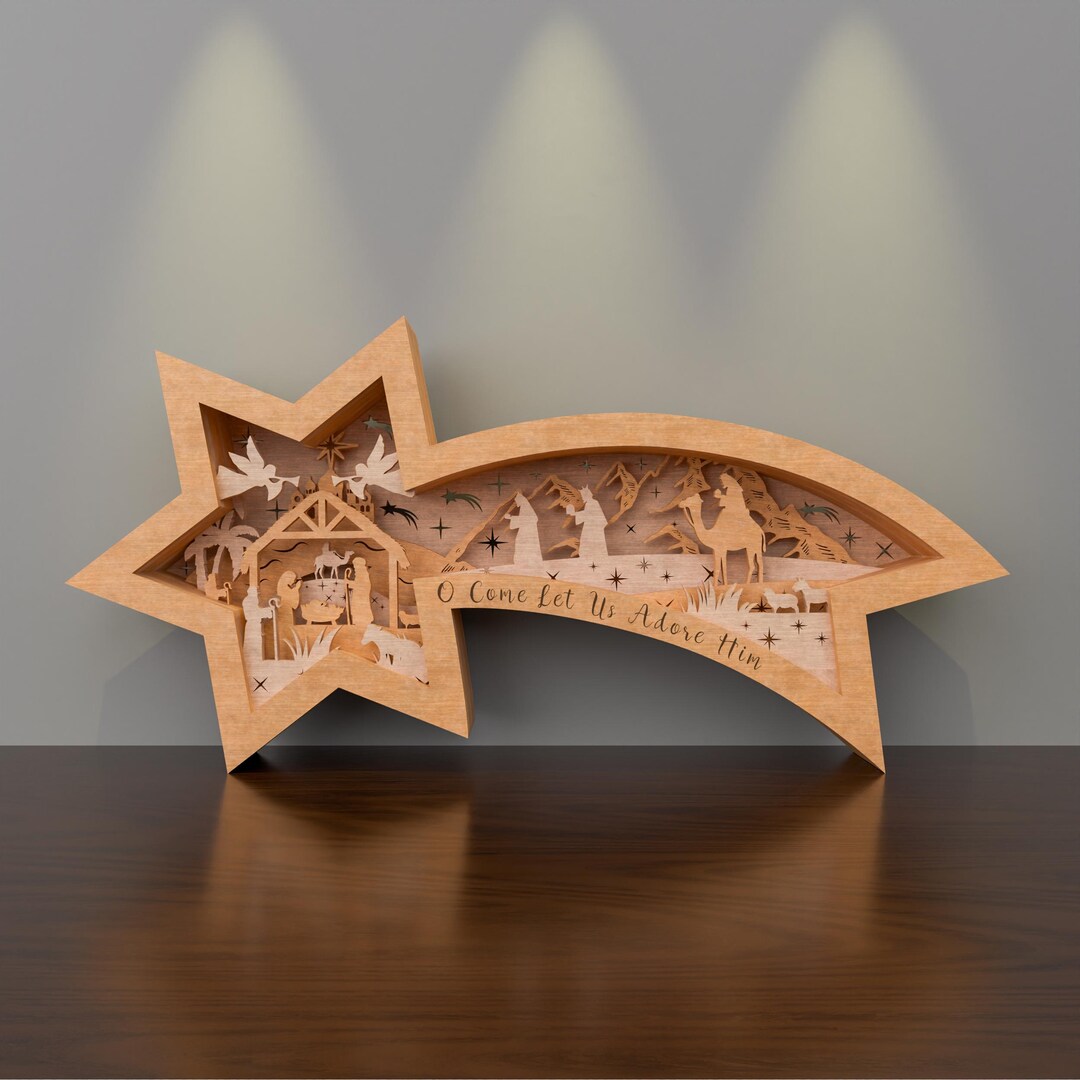 Nativity Scene Star Multilayers Svg, Laser Cut Projects DIY, Merry ...