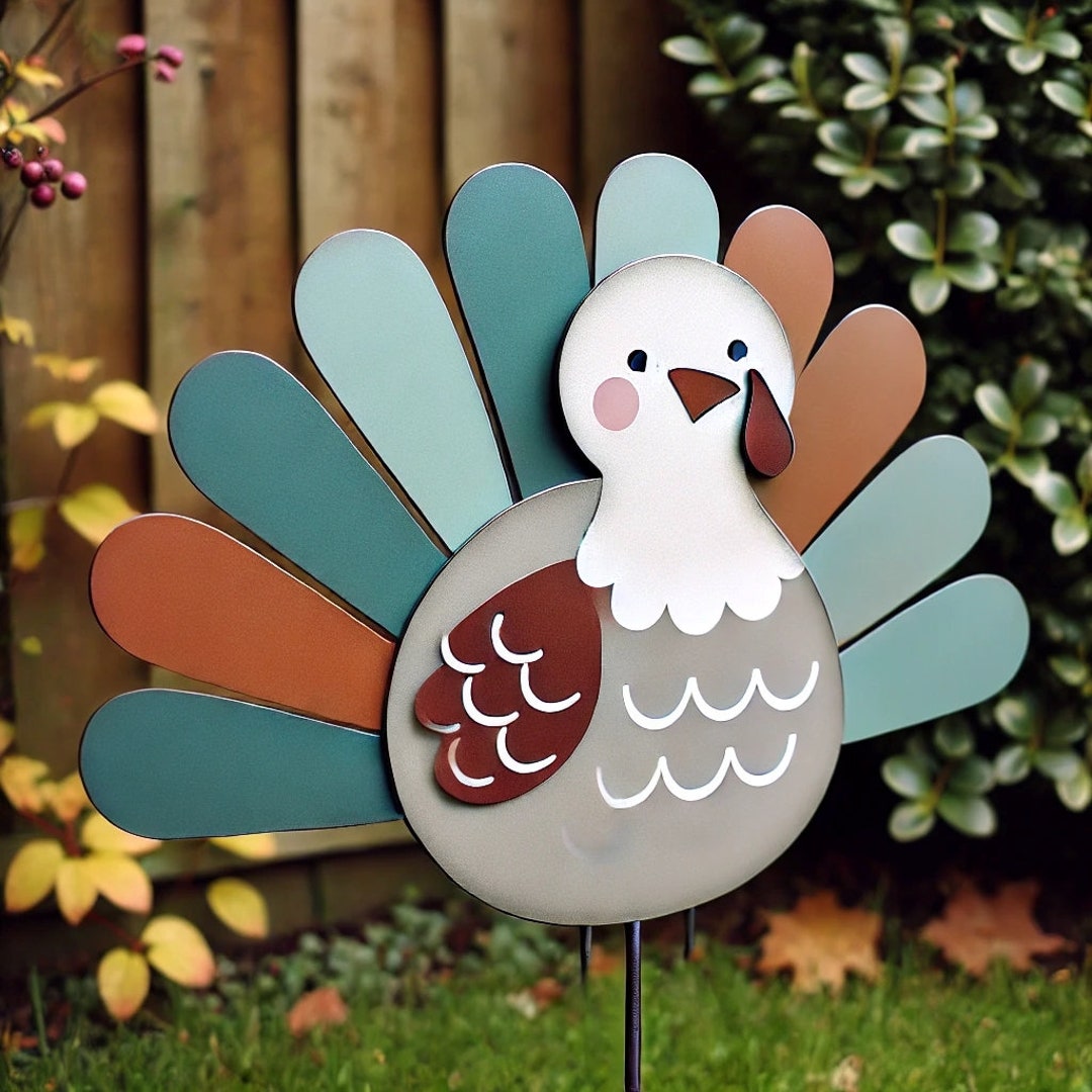 Handpainted Turkey Garden Stake - Thanksgiving Garden Decor - Etsy