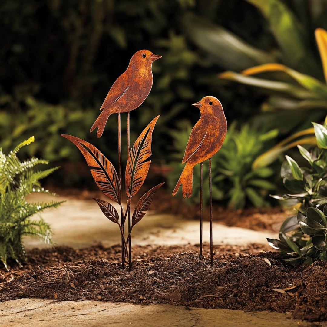 Rustic Songbird Pair - Garden Decor - Etsy