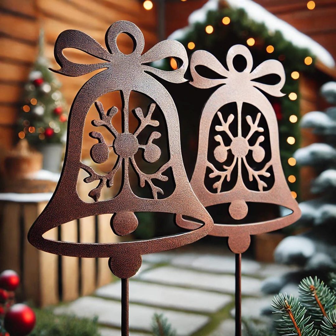 Rustic Christmas Bells - Garden Stake - Etsy