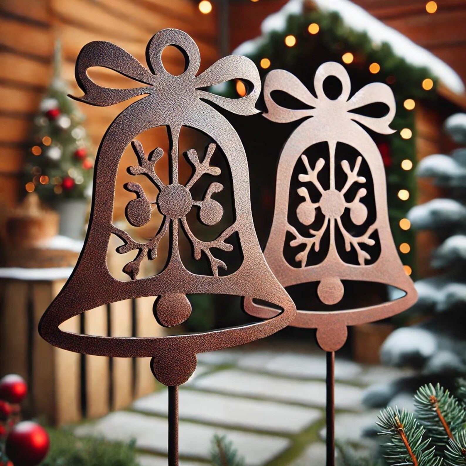 Rustic Christmas Bells - Garden Stake - Etsy